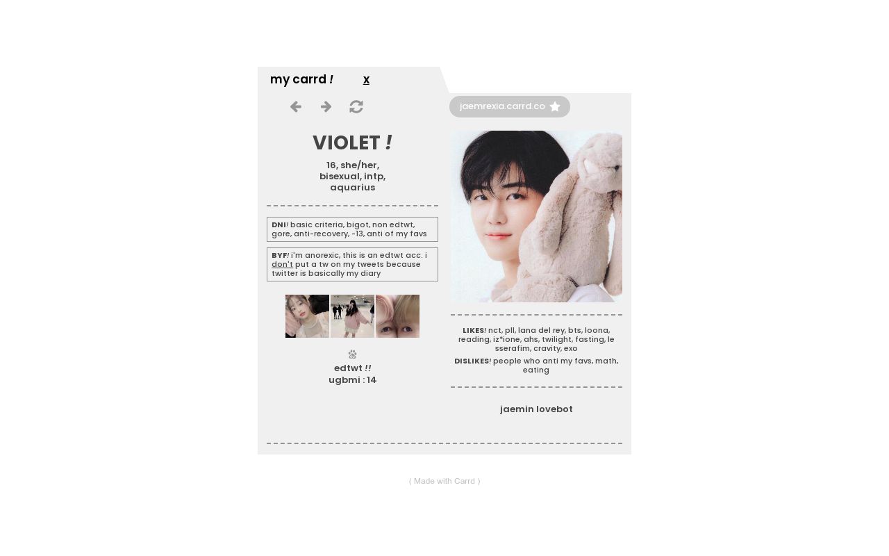 violet's carrd **!!**₊˚ˑ༄